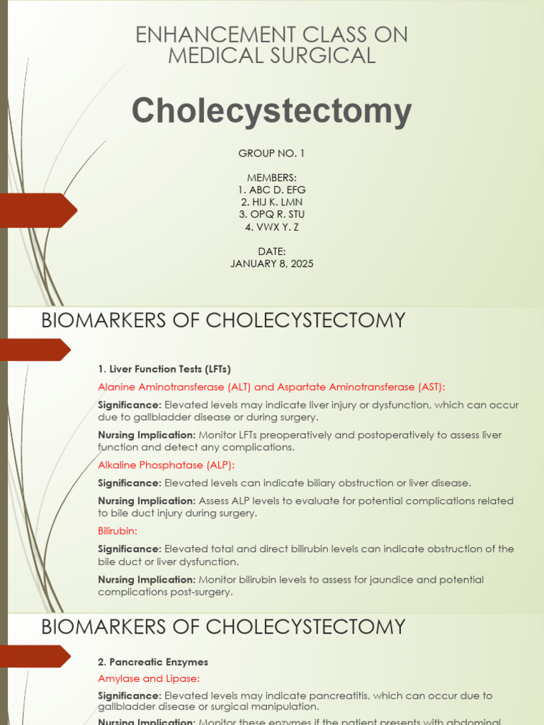 Cholecystectomy Biomarkers and Care Guide | PDF | Surgery | Diseases ...