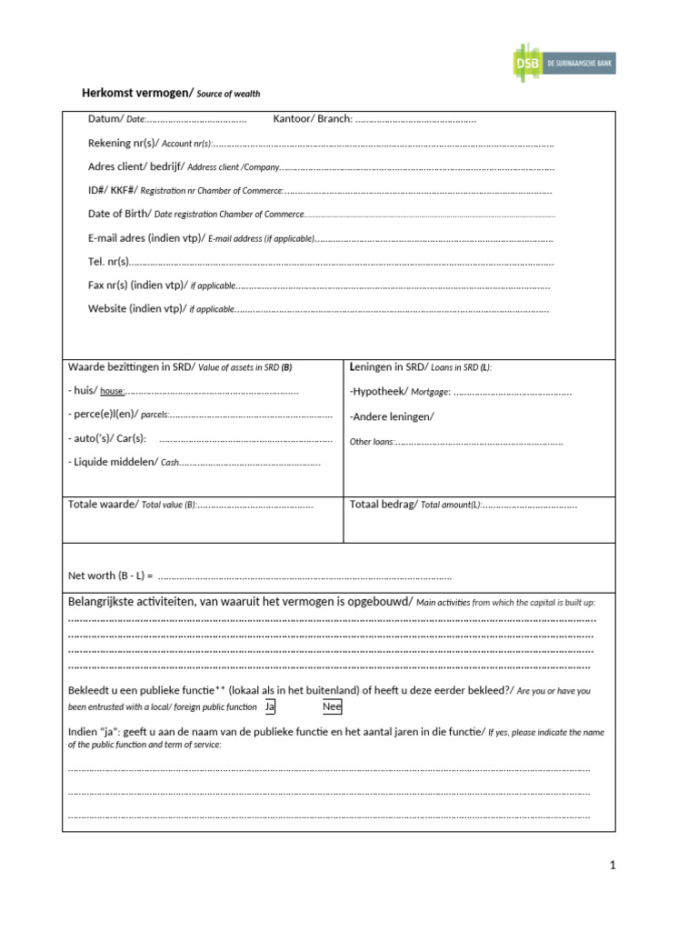 Verklaring Herkomst Vermogen | PDF