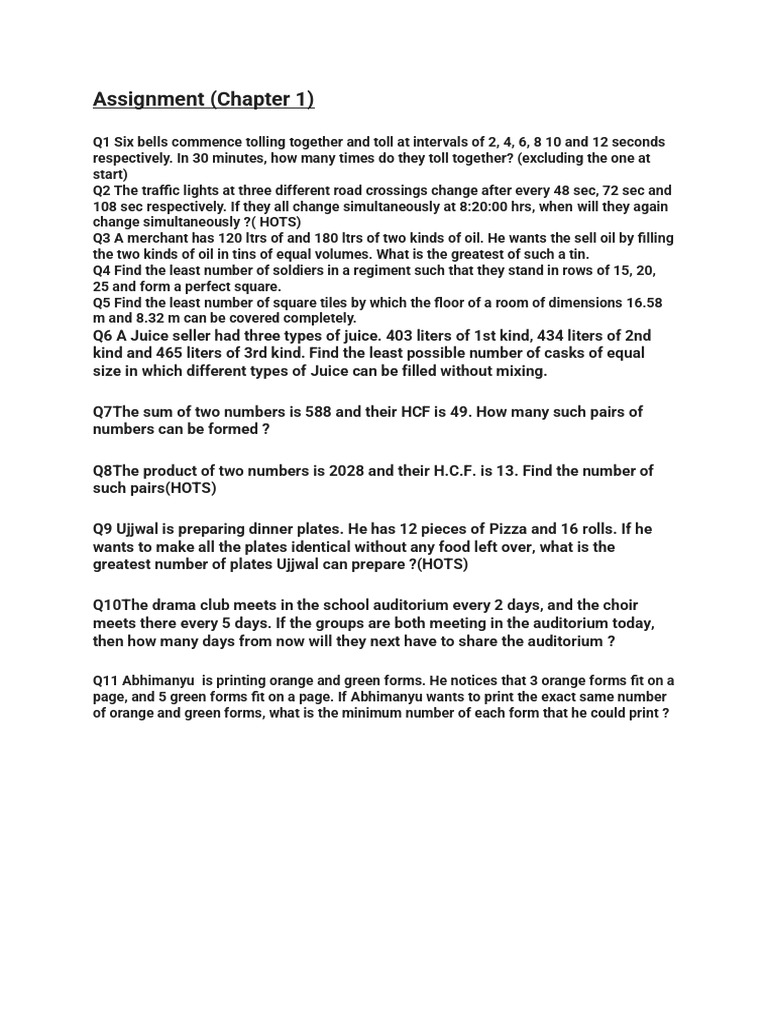 Assignment of Chapter 1 | PDF