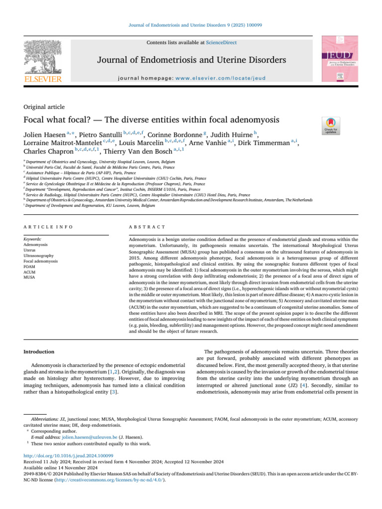 Focal What Focal — the Diverse Entities Within Focal Adenomyosis | PDF ...