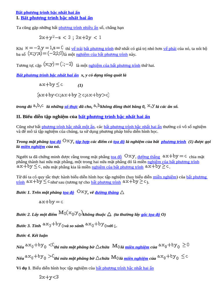 Bat Phuong Trinh Bac Nhat Hai An | PDF
