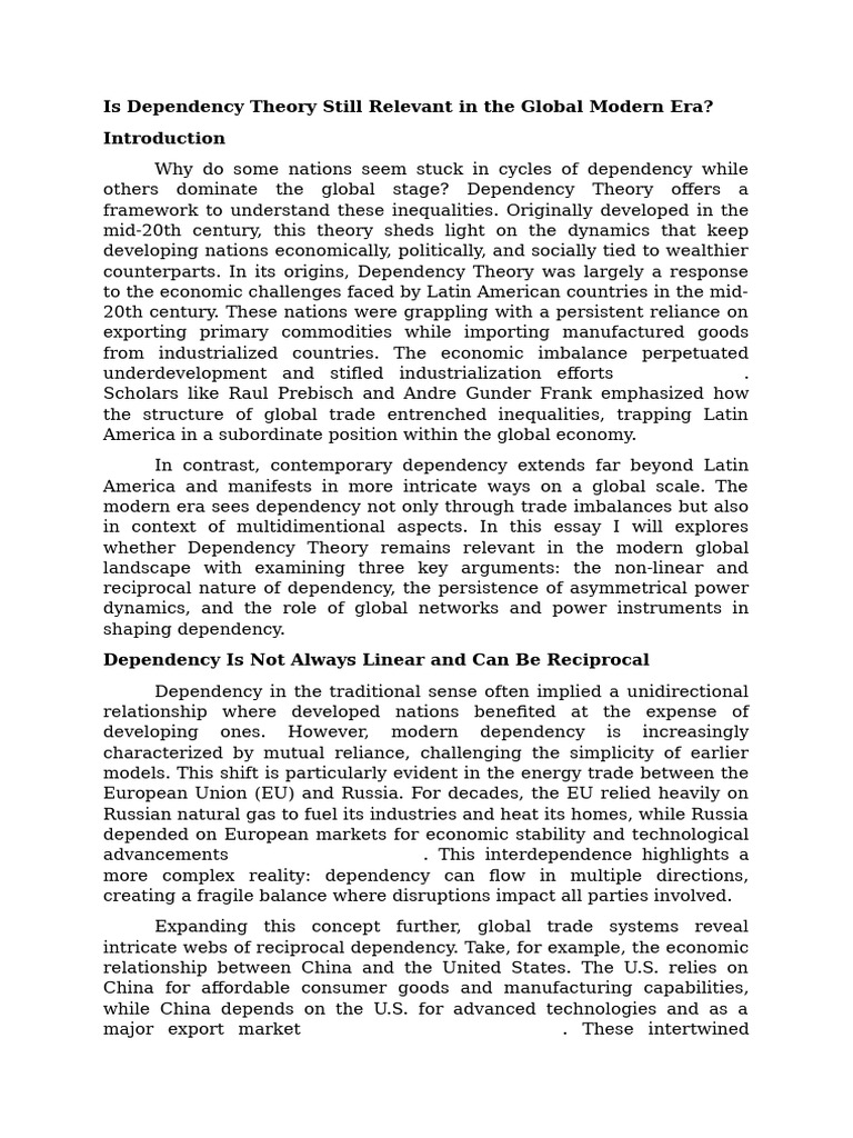 Is Dependency Theory Still Relevant in The Global Modern Era | PDF ...