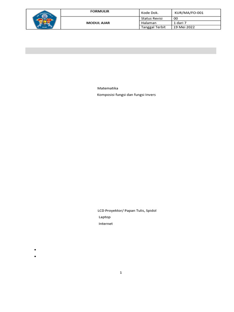 Modul Ajar Fungsi Komposisi | PDF