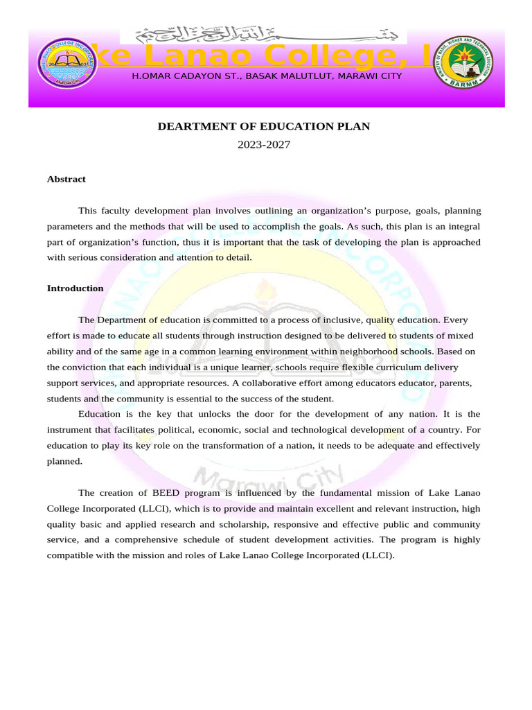 SW - Dept. - Faculty Dev't Plan | PDF | Learning | Behavior Modification