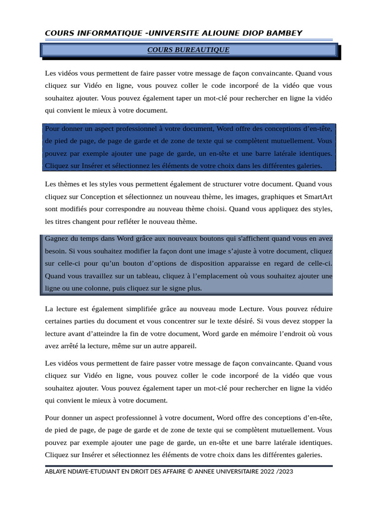 COURS BUREAUTIQUE | PDF | Microsoft Word | Informatique