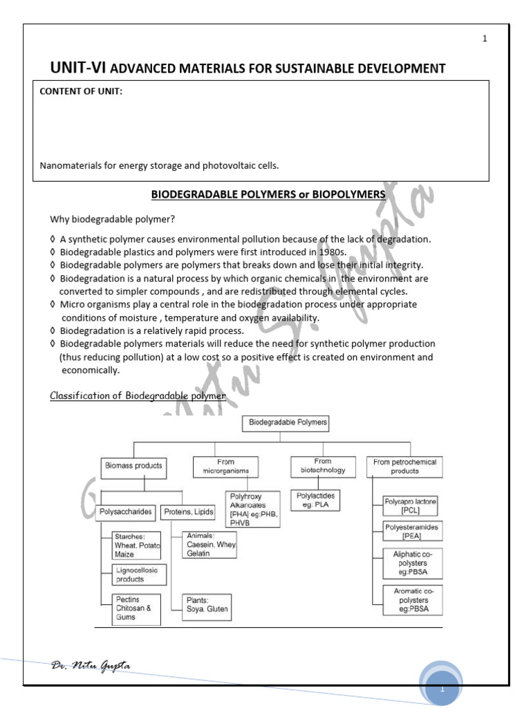 Unit-V Advance material-converted | PDF | Carbon Nanotube | Biodegradation