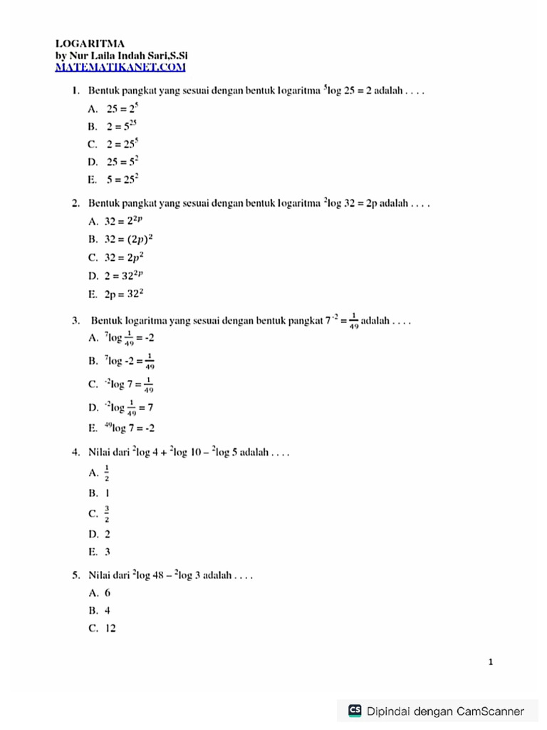 Soal Latihan Logaritma | PDF