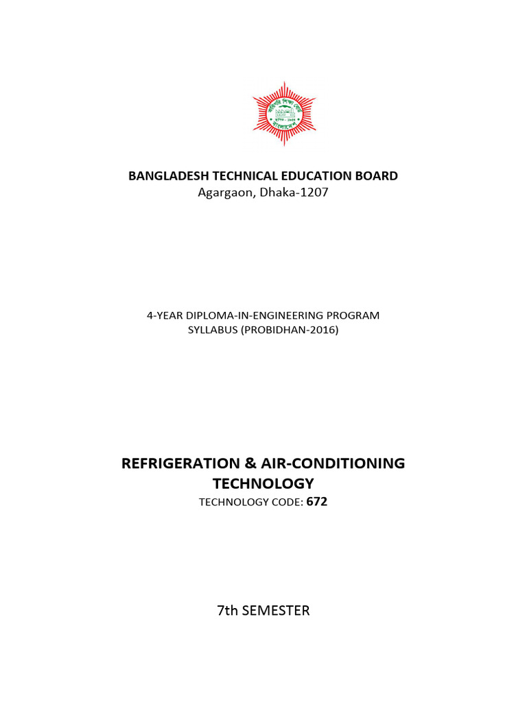 Refrigeration & Air-Conditioning Technology: Bangladesh Technical ...