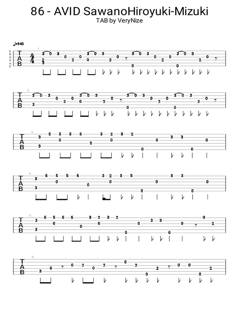 Guitar Pro - 86 - AVID SawanoHiroyuki-Mizuki | PDF