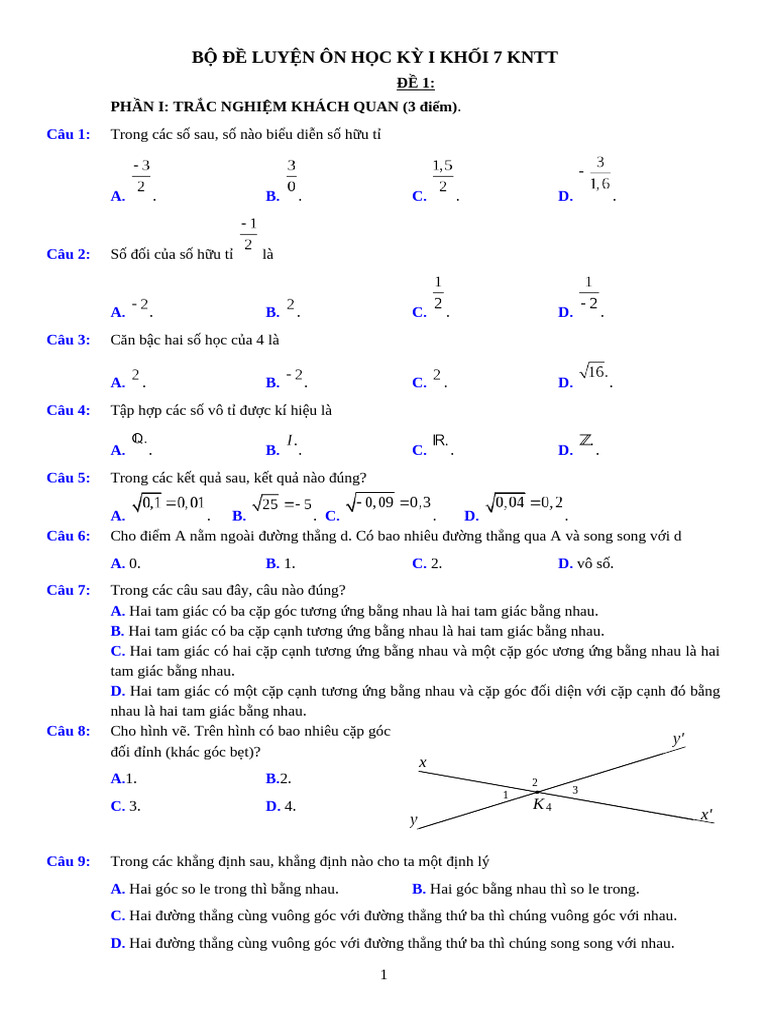 De HK1 Toan 7 KNTT | PDF