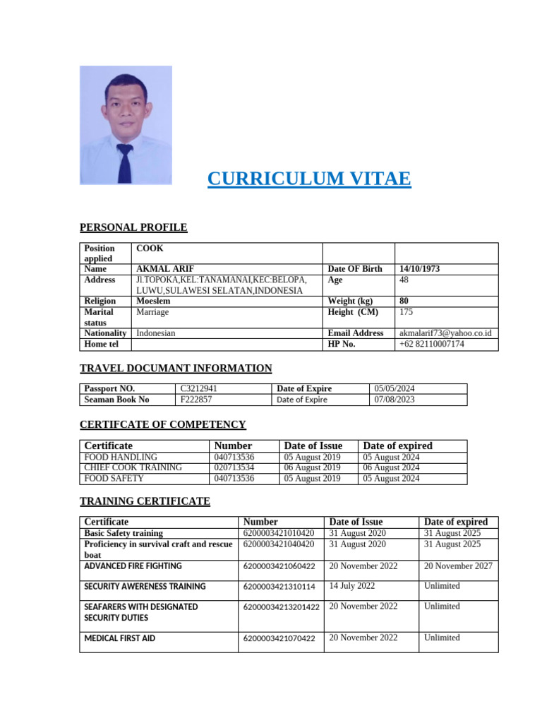 CV AKMAL ARIF Baruuu | PDF | Water Transport | Shipping