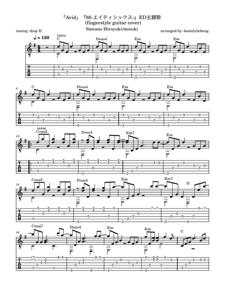 Avid - 86 ED Guitar Arrangement | PDF | Guitar Family Instruments ...