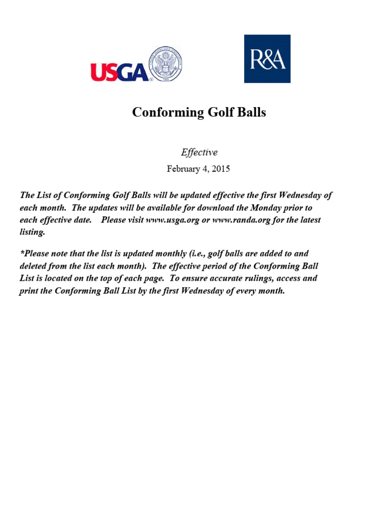 2015 conforming-golf-ball_-list_feb_2015 | PDF | Sports Equipment