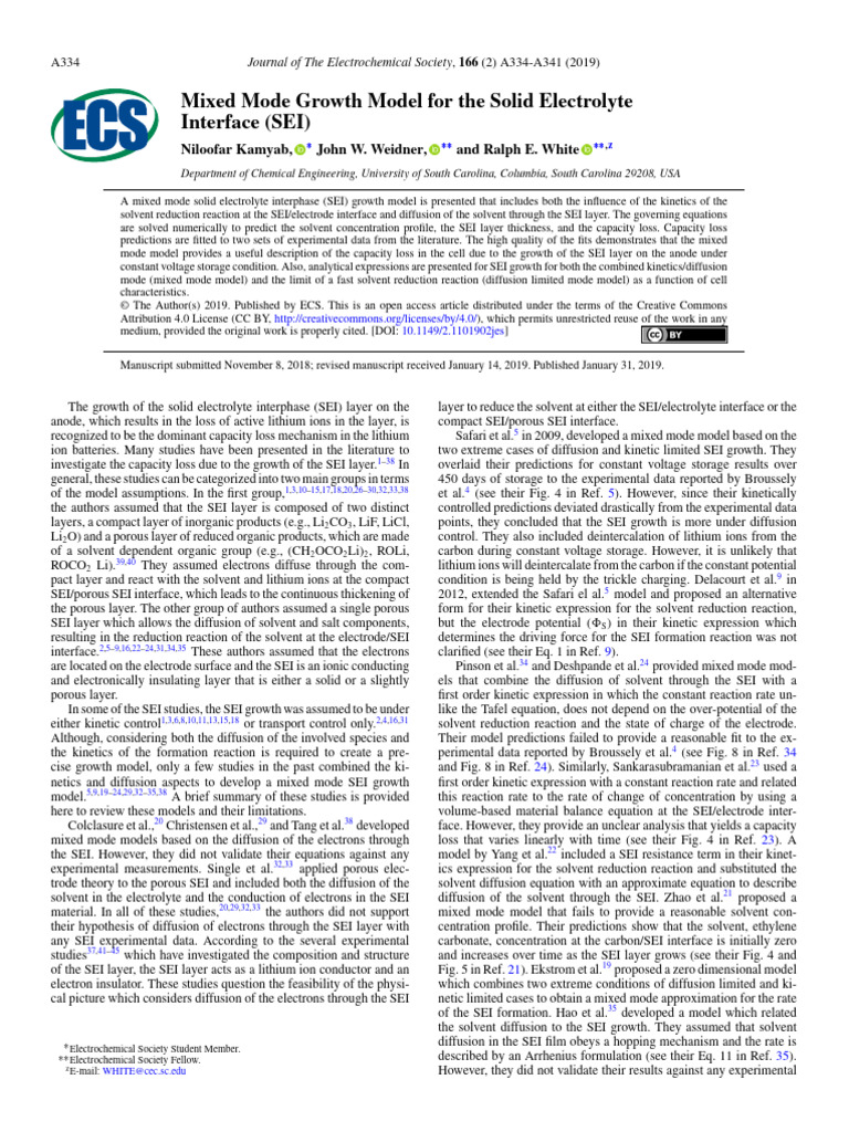 Mixed Mode Growth Model For The Solid Electrolyte | PDF | Lithium Ion ...