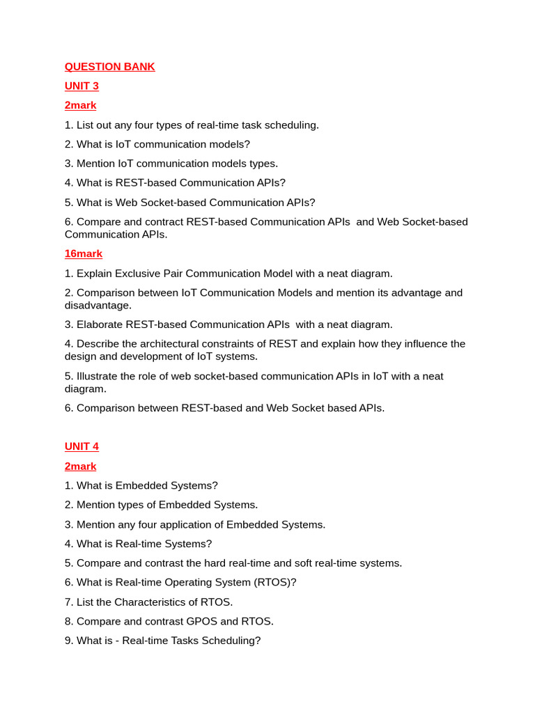 Question Bank | PDF | Embedded System | Central Processing Unit