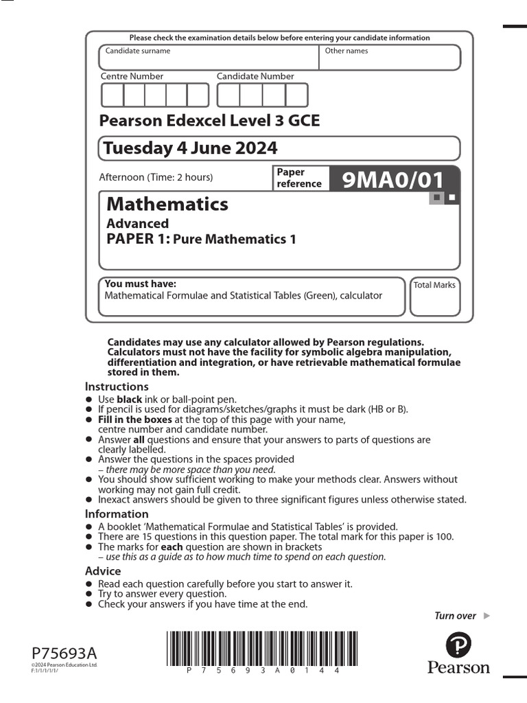 Paper 1 2024 | PDF | Mathematics | Applied Mathematics