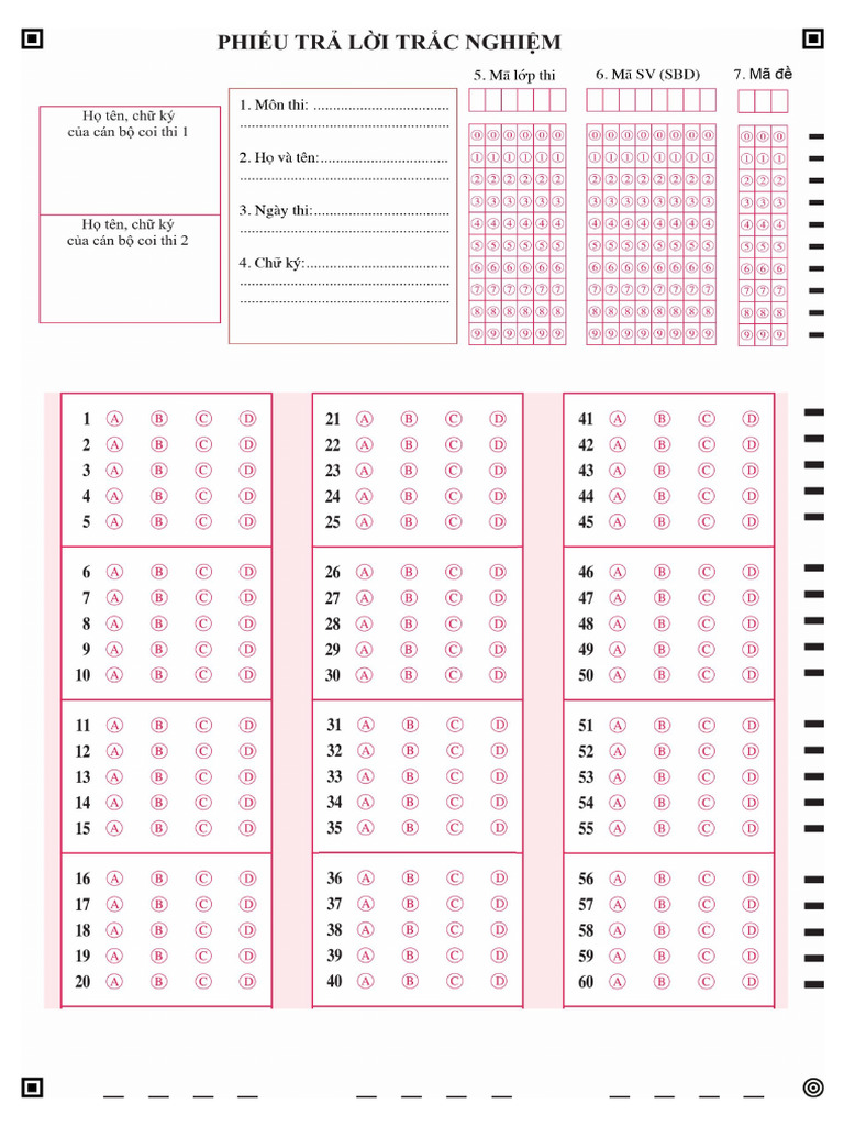 Answer Sheet Template | PDF