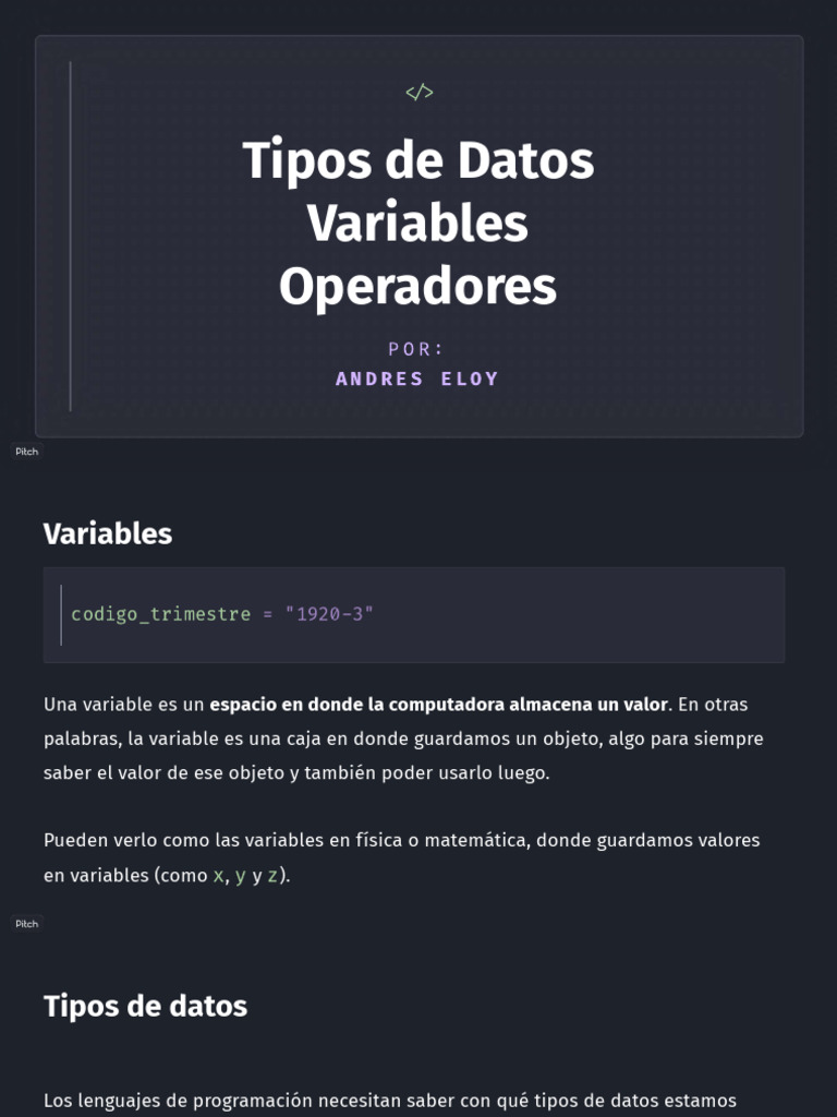 Clase 02 - Tipos de Datos Variables Operadores (1) - Compressed | PDF | Python (lenguaje de ...