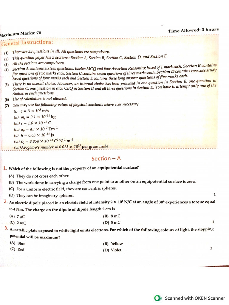 Sample Paper 1 | PDF