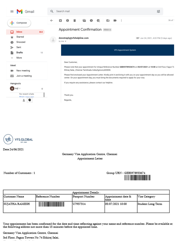 Sample Sujatha Ramesh - VISA Application | PDF | Travel Visa | Passport