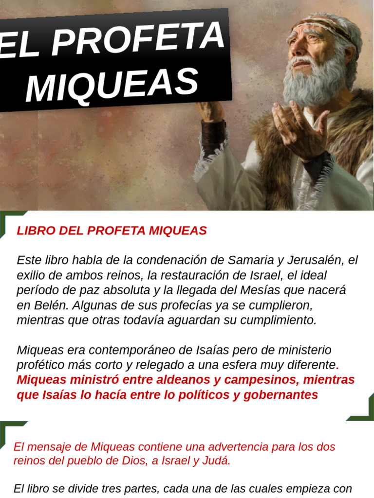 6 Profeta Miqueas | PDF | Mesías | Profeta