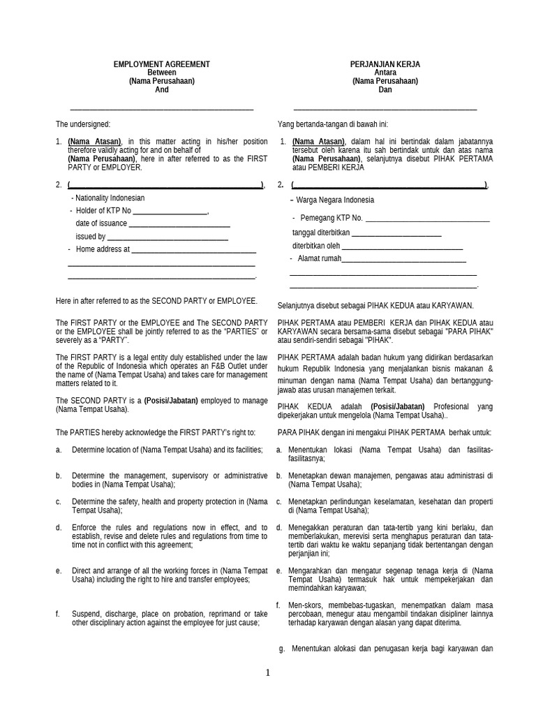 CREW Working Contract - TEMPLATE | PDF