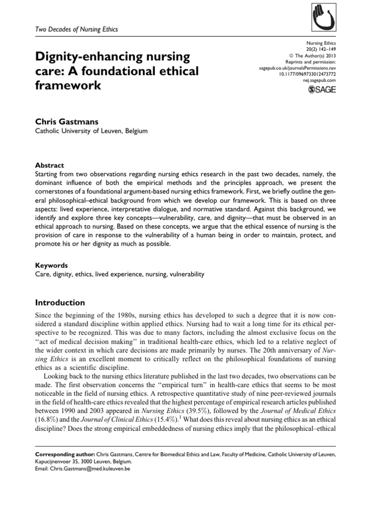 Nursing Ethics: Dignity and Care Framework | PDF | Autonomy | Bioethics