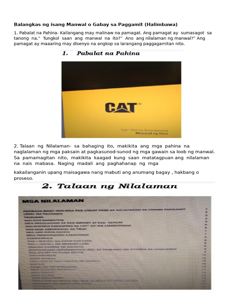 Balangkas NG Isang Manwal o Gabay Sa Paggamit | PDF