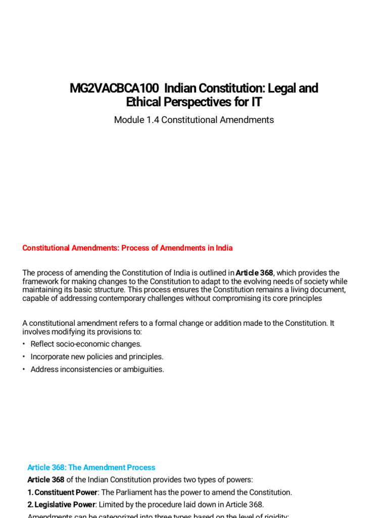 Module 1.4 Constitutional Amendments | PDF | Constitutional Amendment | Ratification