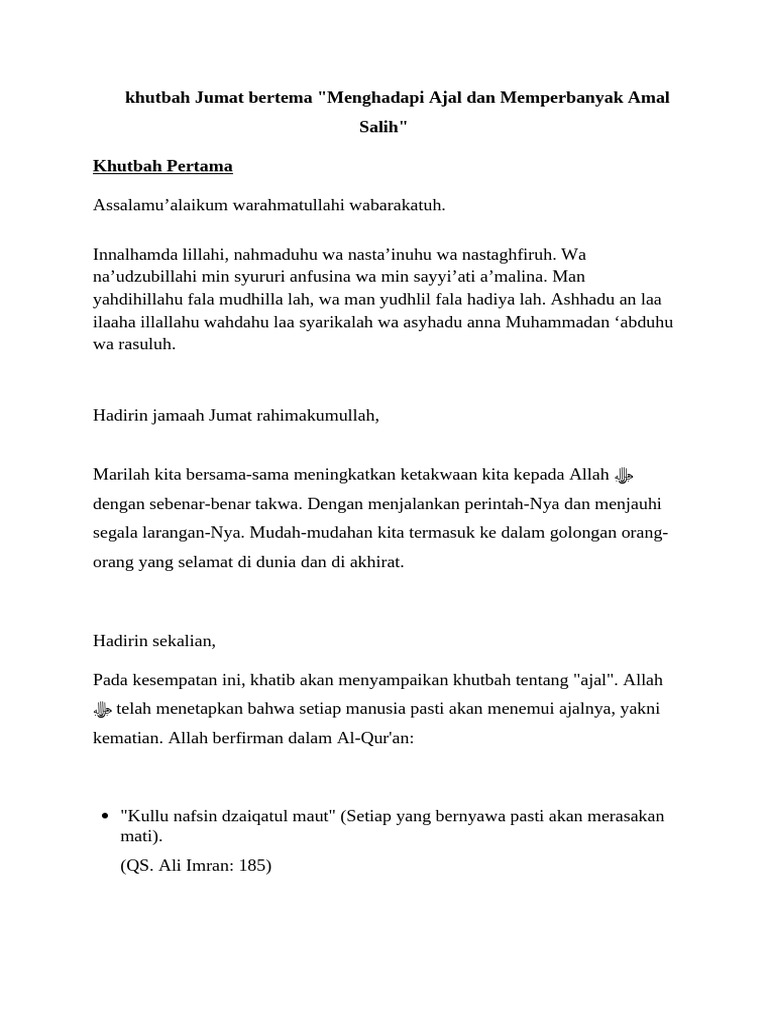 Menghadapi Ajal: Perbanyak Amal Salih | PDF