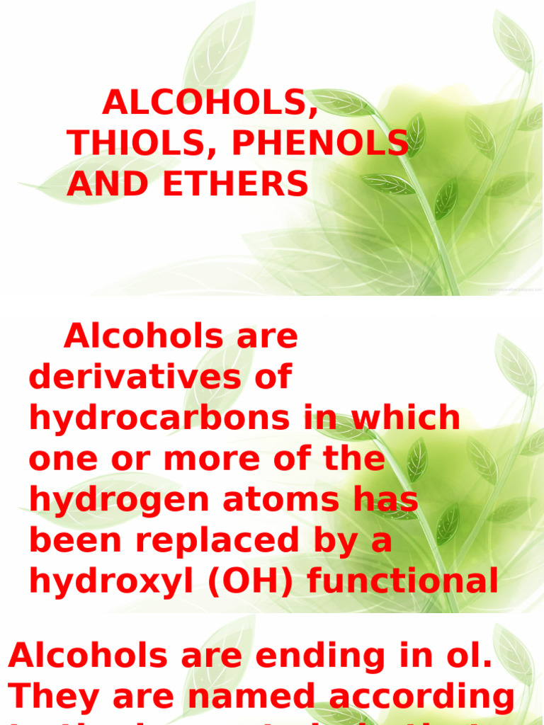ALCOHOL | PDF | Thiol | Chemical Compounds
