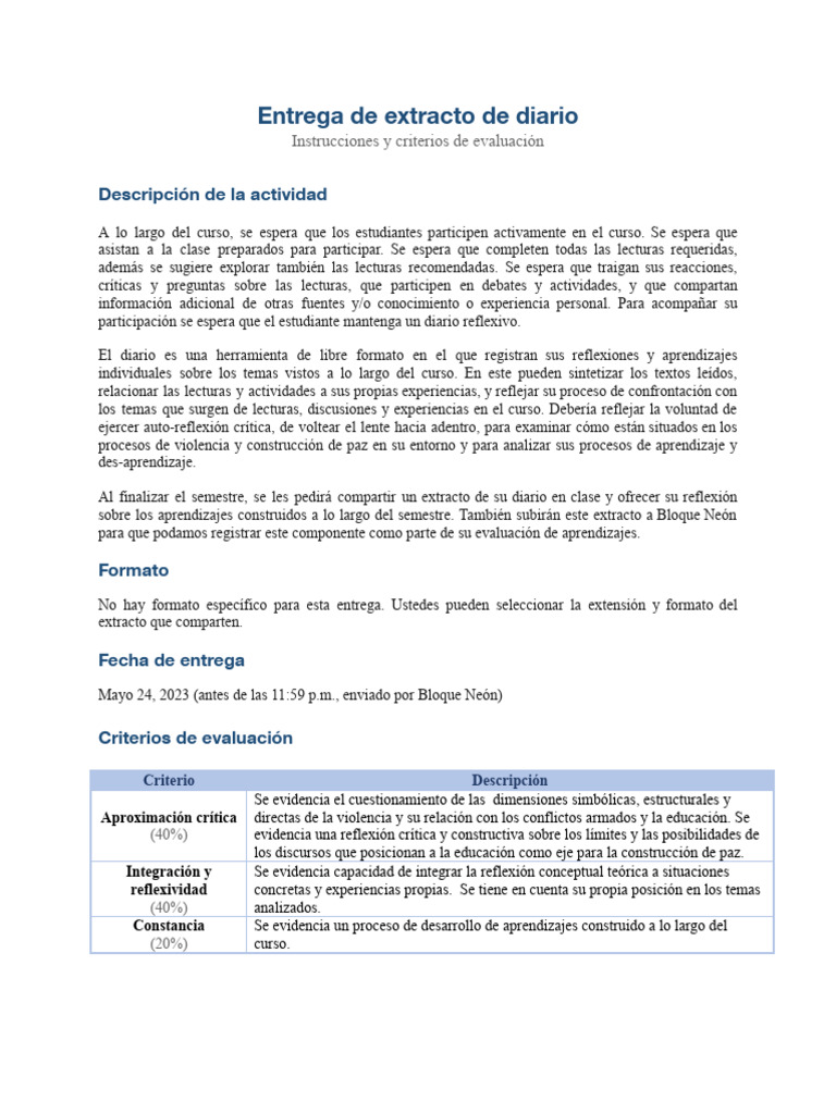 Extracto de Diario Reflexivo Estudiantil | PDF | Cognición | Evaluación