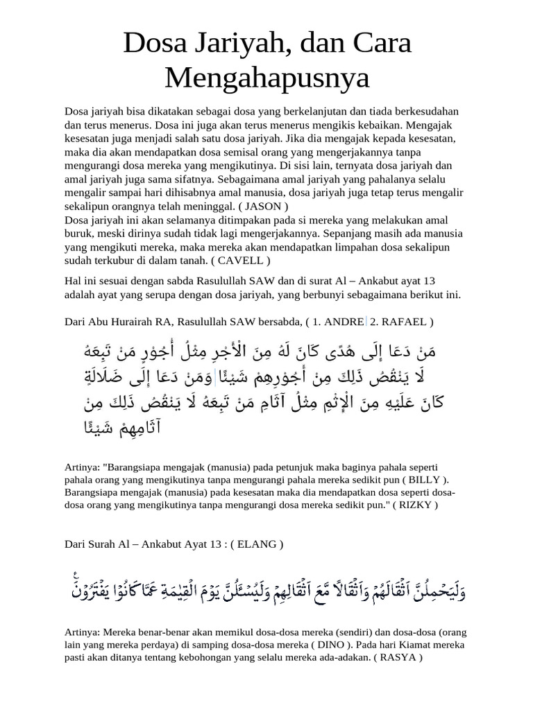 Dosa Jariyah, Dan Cara Menghapusnya (Seni Islami) - 2 | PDF