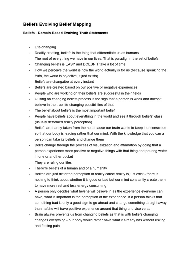 _Meta-belief_ Beliefs Map | PDF | Reality | Experience