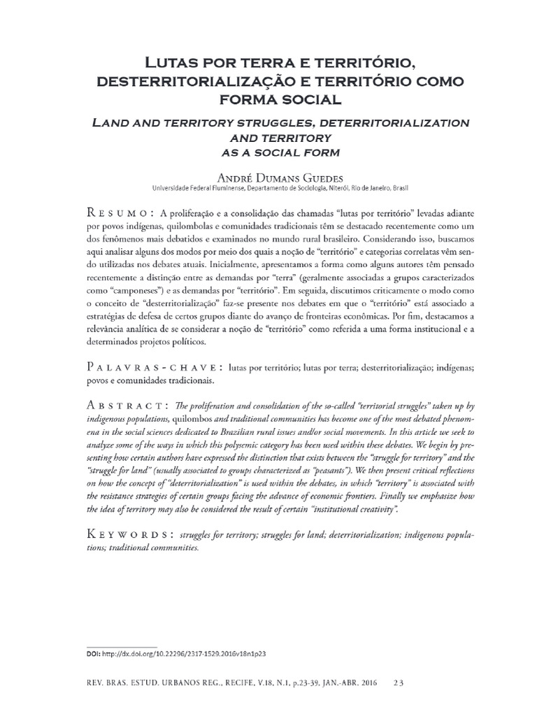Vista Do Lutas Por Terra e Território, Desterritorialização e ...