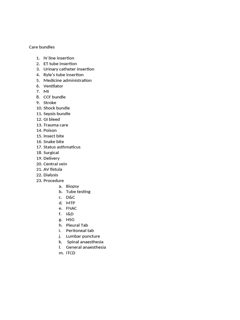 Care Bundles Topic | PDF