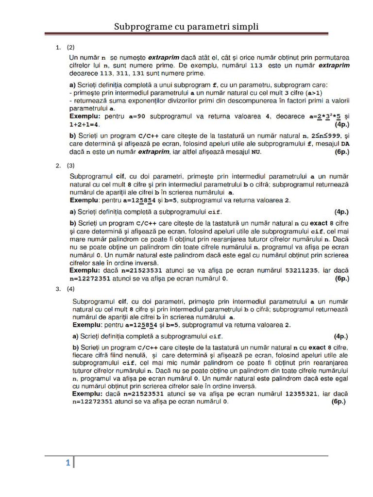 Selectie bac - subprograme cu parametri simpli | PDF