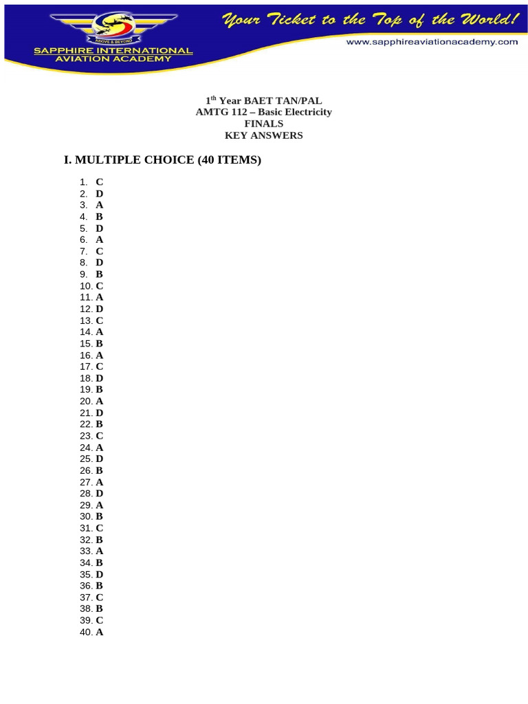 Amtg 112 - Finals - Key Answers Exam | PDF