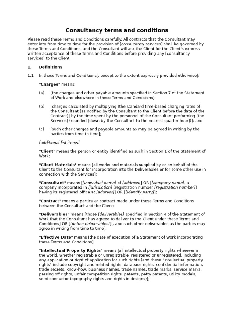 Consultancy Terms and Conditions | PDF | Breach Of Contract ...