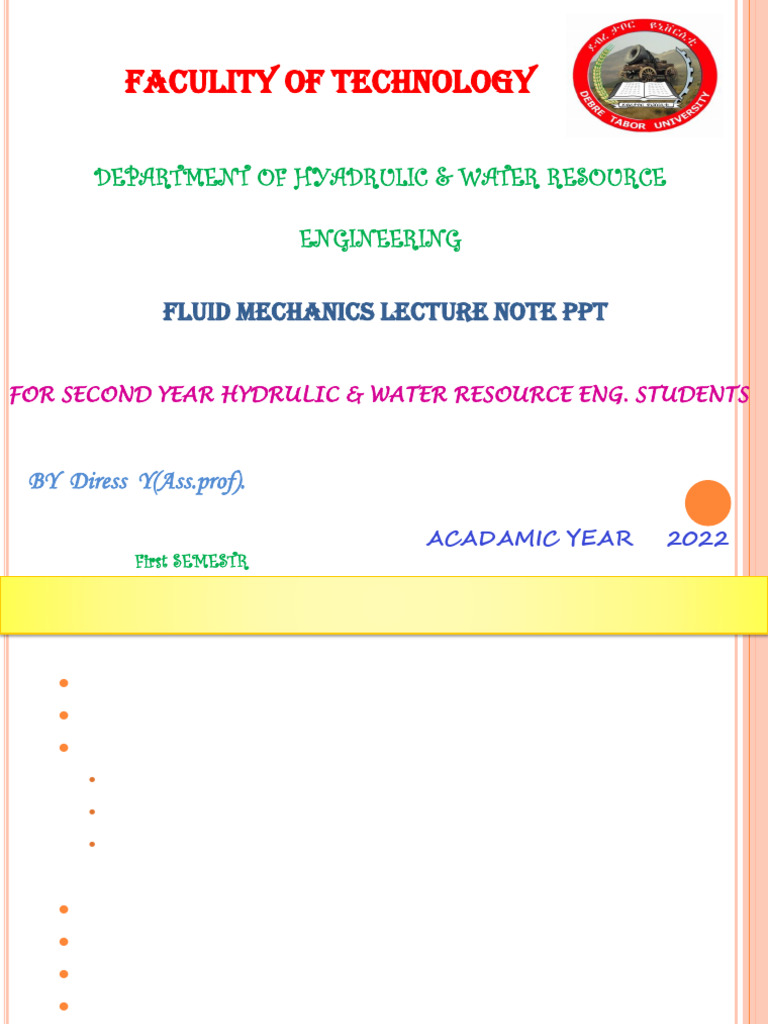 Fluid Mechanics-I.pptx | PDF | Buoyancy | Pressure Measurement