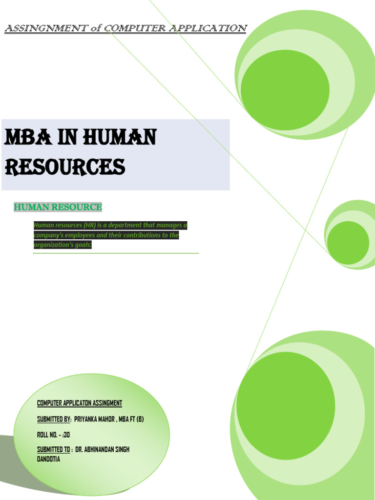 MBA IN HUMAN RESOURCES (Assi of Computer Application) PDF | PDF | Human Resource Management ...