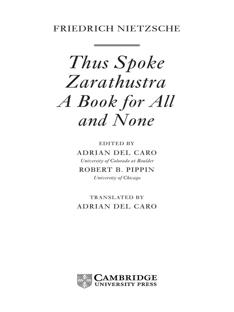 Nietzsche - Thus Spake Zarathustra - On The Vision and The Riddle - Pp.123-127 | PDF | Thus ...