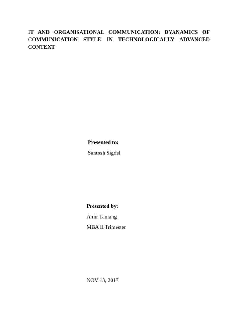 It and Organisational Communication (1) | PDF | Communication | Telephone