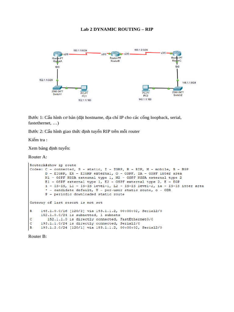 Lab 2 DYNAMIC ROUTING | PDF