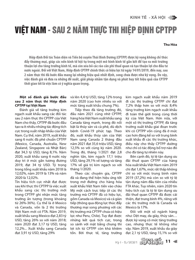- Sau 2 Năm ThựC Thi HiệP Định Cptpp: ViệT Nam | PDF