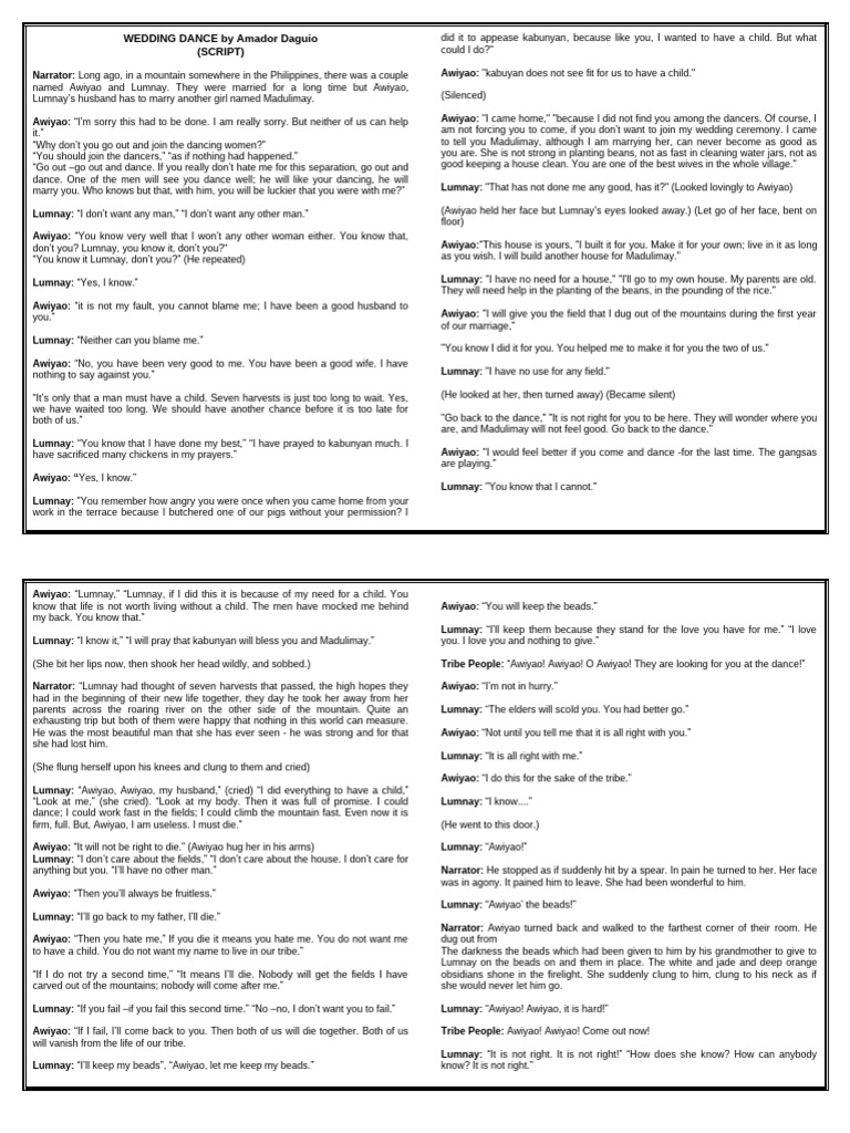 Wedding Dance Script Summary | PDF