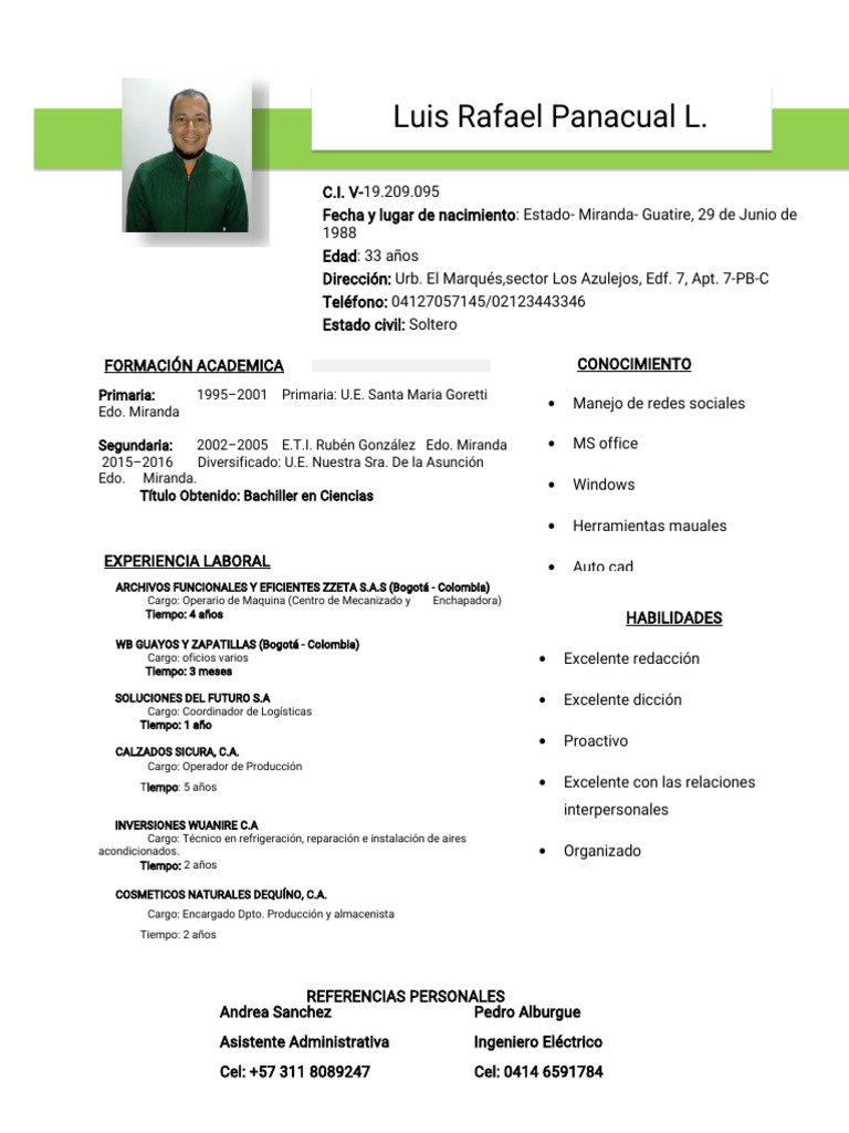 LUIS PANACUAL Currículum Actualizado 2 | PDF