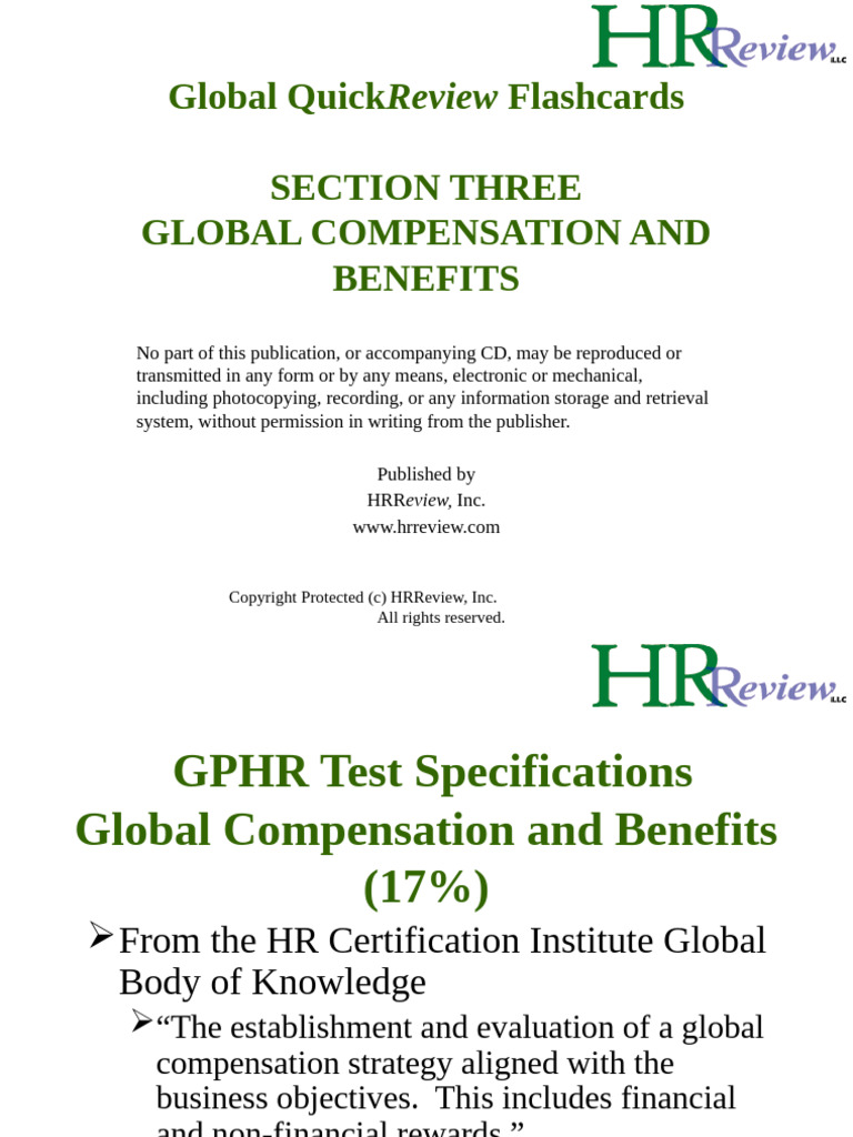 HRR - Digital GPHR QuickReview Three | PDF | Cost Of Living | Employee ...