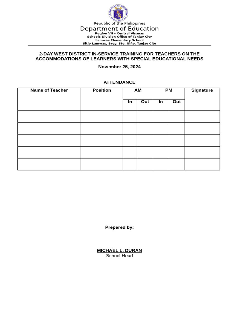 In-Service Training for Teachers 2024 | PDF | Government Related ...