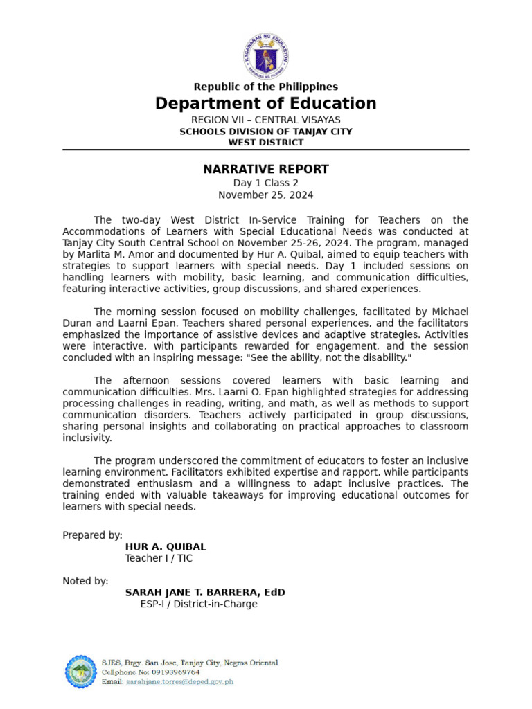 Narrative Report Template | PDF